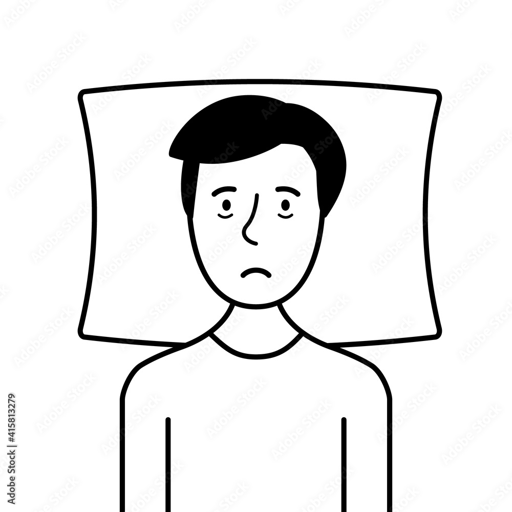 Sleep deprived man line icon. Clipart image isolated on white ...
