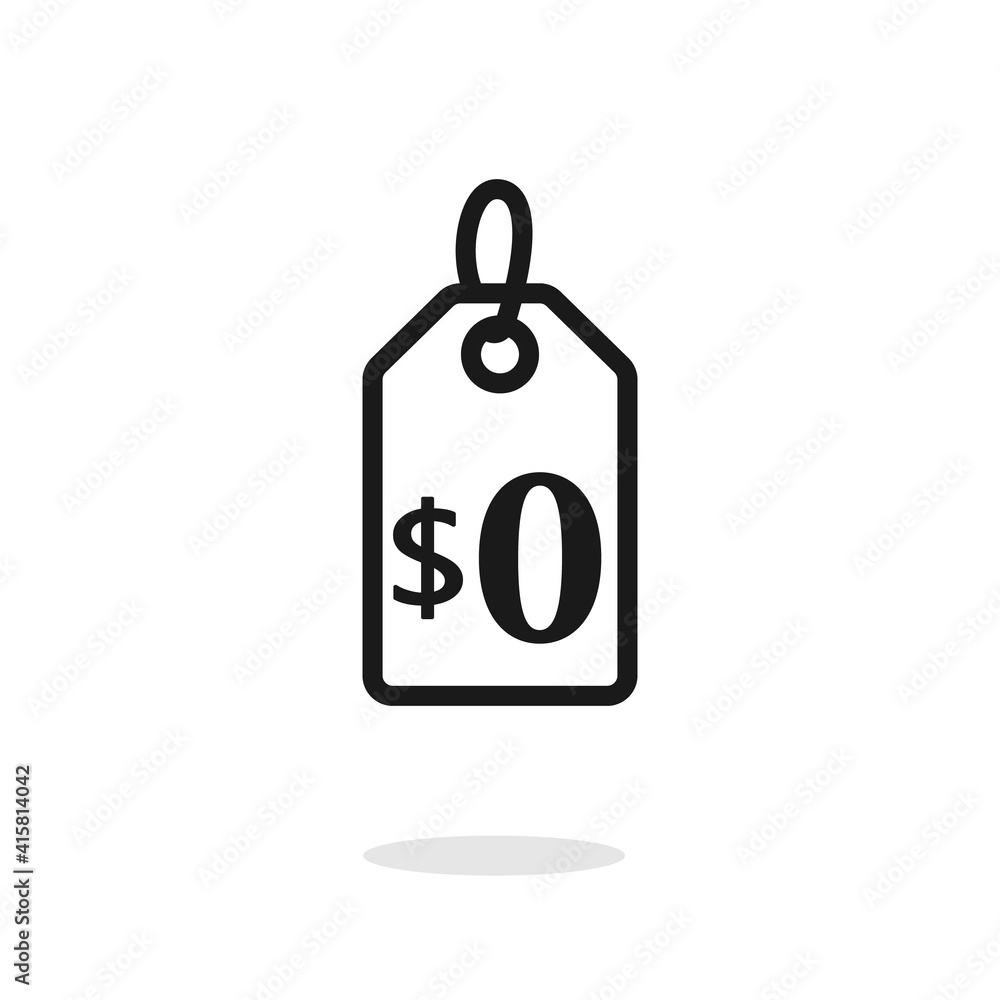 Zero cost price line icon. Clipart image isolated on white background ...