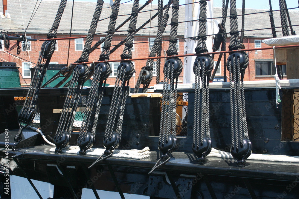 USS Constitution, Old Ironside, Frigate Rigging Showing Mast Stay Lines ...