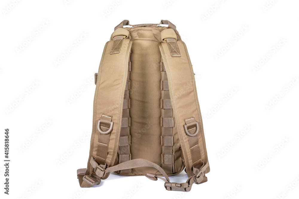 tactical backpack color coyote front view isolated on white background ...