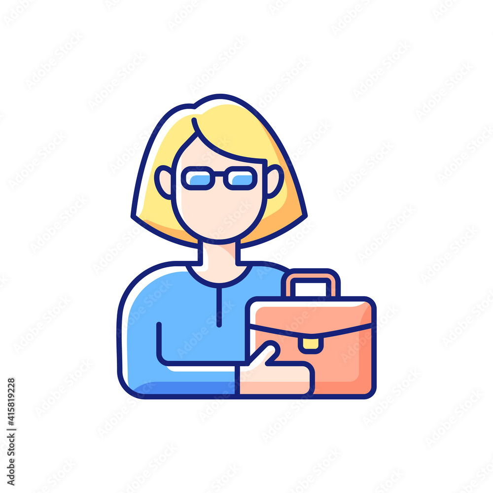 Female adult RGB color icon. Middle-aged woman. 35-40 years old ...