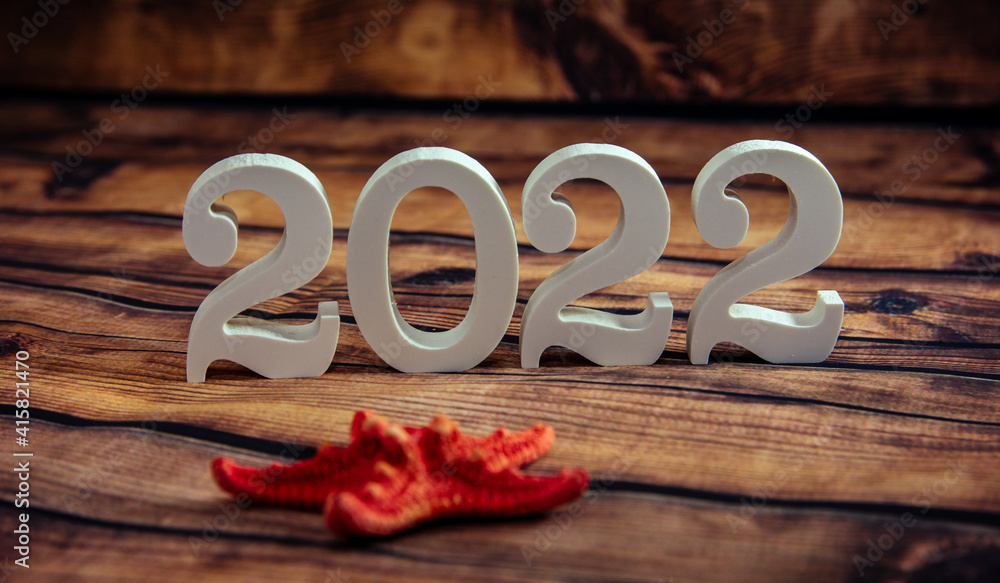 2022, wood, text, number, sign, text, symbol, year, seashells, starfish ...