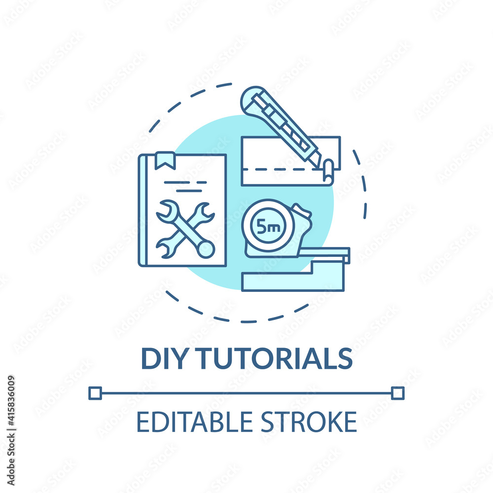 DIY tutorials concept icon. Making something by yourself idea thin line ...