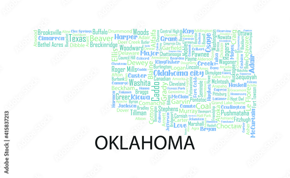 Word cloud map design includes all Counties, Cities, Municipalities in ...