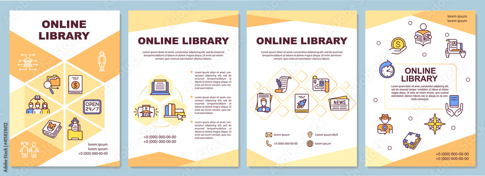 Online library brochure template. Types of digital libraries. Flyer ...
