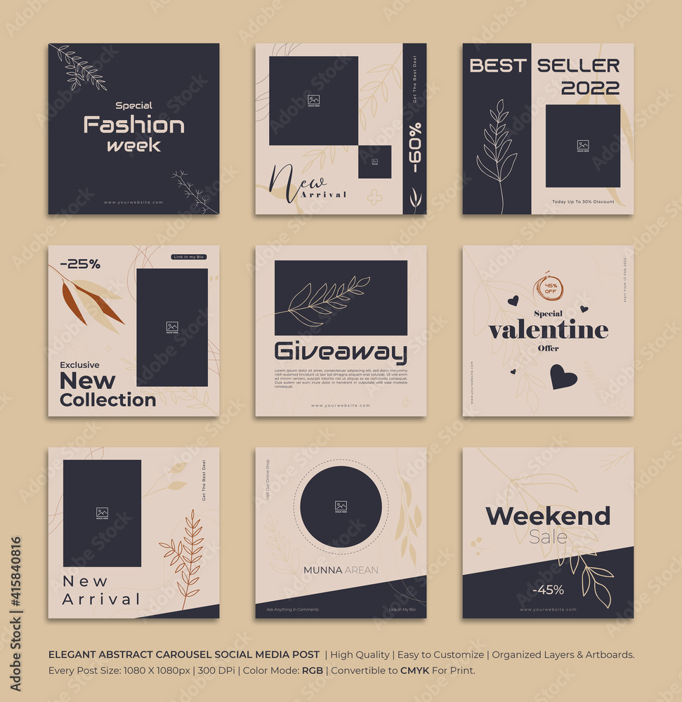 Vecteur Stock elegant carousel social media post template, feed post ...