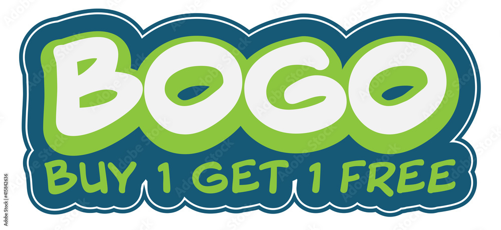 BOGO BUY ONE GET ONE FREE sticker or label vector illustration Stock ...