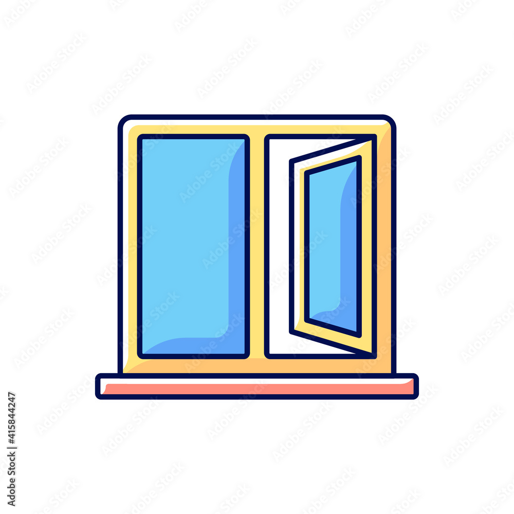 Casement windows RGB color icon. Movable window. Preventing unwanted ...