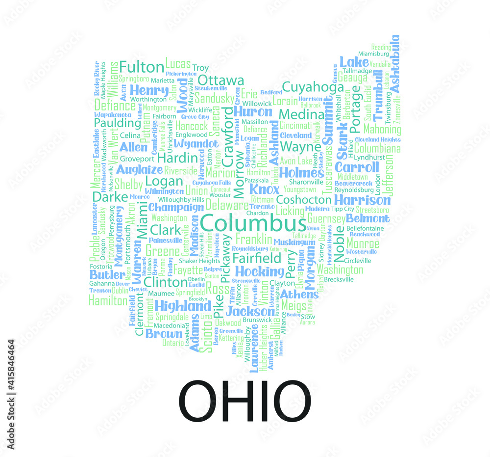 Word cloud map design includes all Counties, Cities, Municipalities in ...