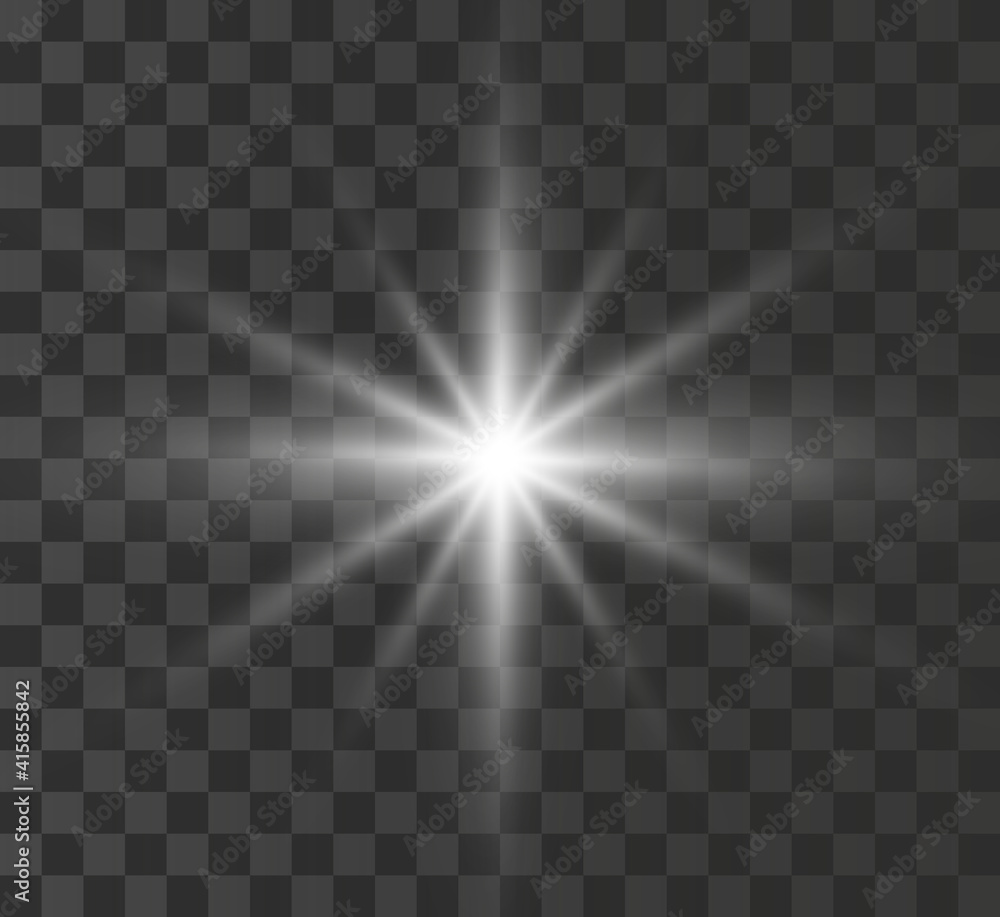 Bright light effect on a transparent background, vector illustration ...