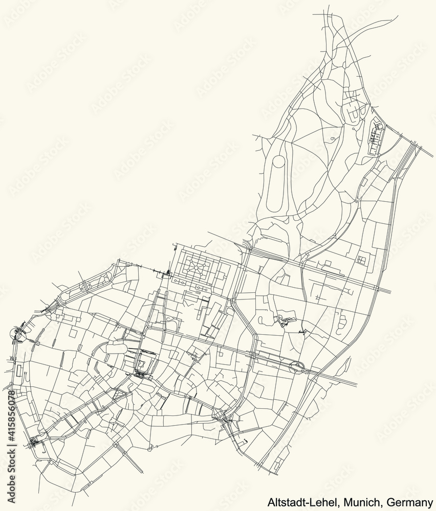 Black simple detailed street roads map on vintage beige background of ...