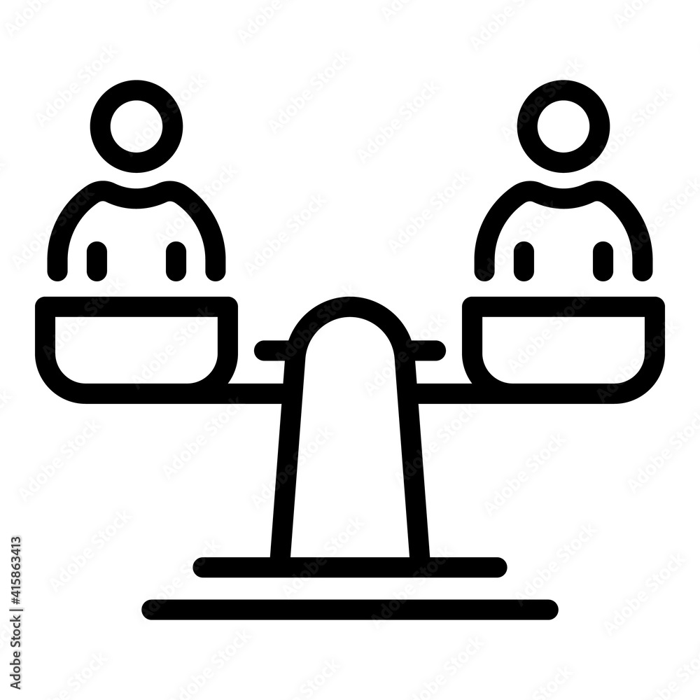 Scale and people icon. Outline scale and people vector icon for web ...