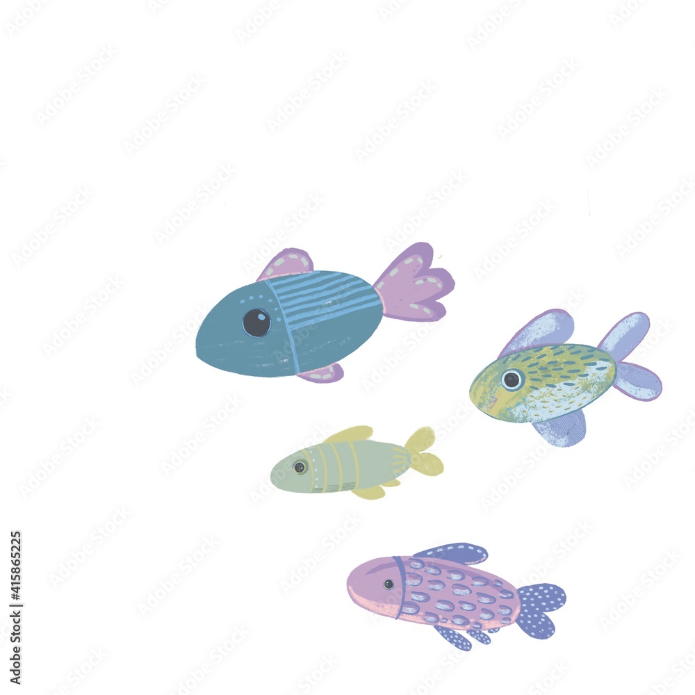 Cute fish on a white background. Characters. Stock Illustration | Adobe ...