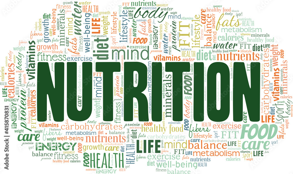 Nutrition vector illustration word cloud isolated on a white background ...