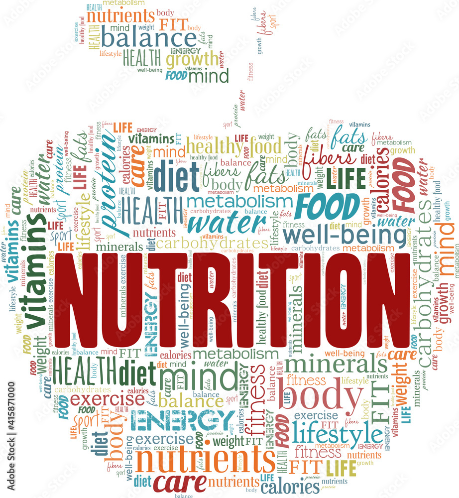 Nutrition vector illustration word cloud isolated on a white background ...