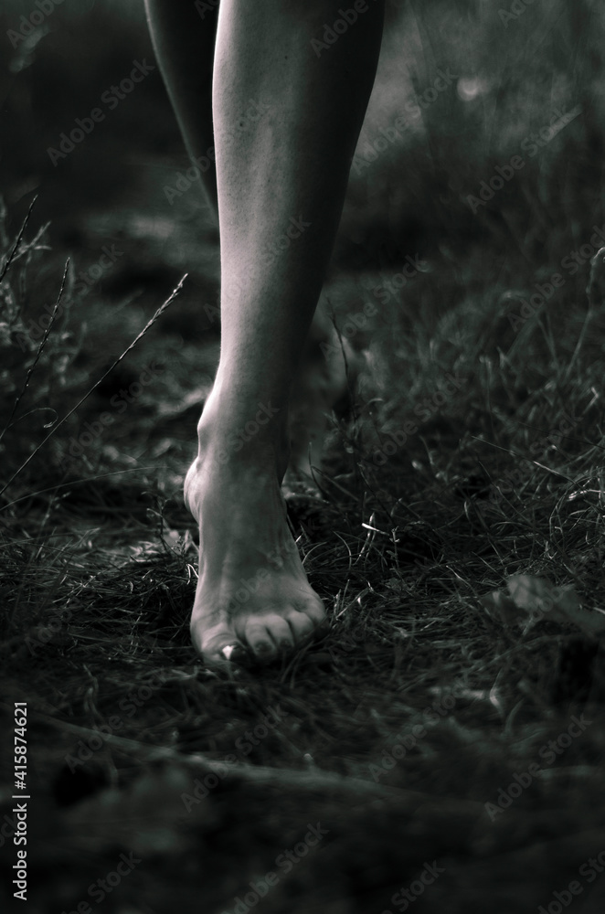 female legs close-up, toes with a beautiful pedicure, feet and toes ...