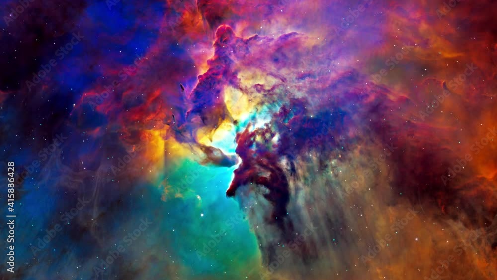 Lagoon Nebula Space Flight exploration on deep space. 4K 3D Flight Into ...