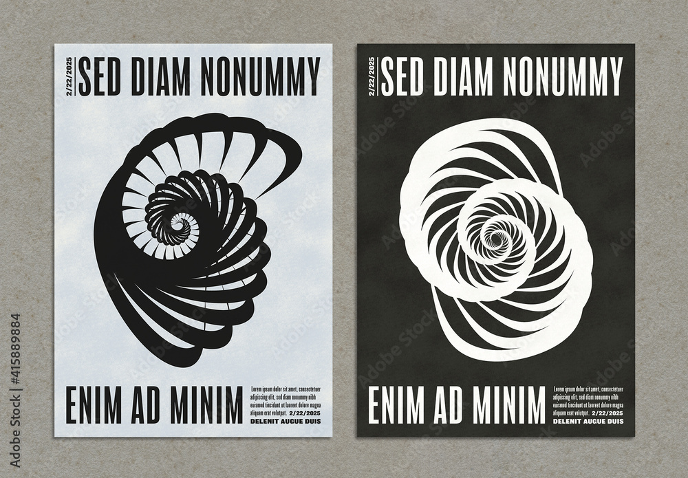 Trendy Geometric Posters Design Layouts with Abstract Vortex Shape ...