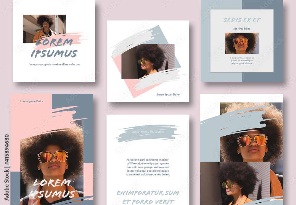 Social Media Blog Set Layouts Stock Template | Adobe Stock