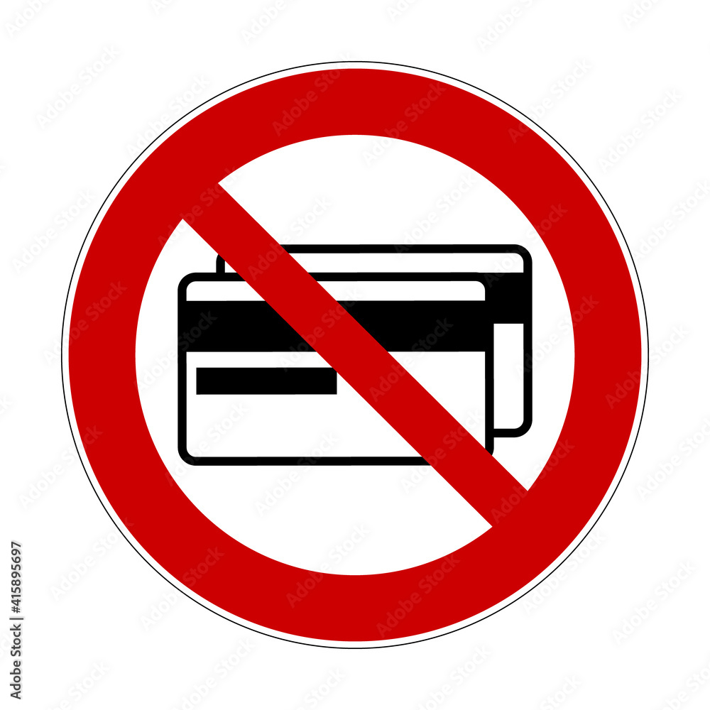 Cash only sign. No credit or debit card. Vector illustration of red ...