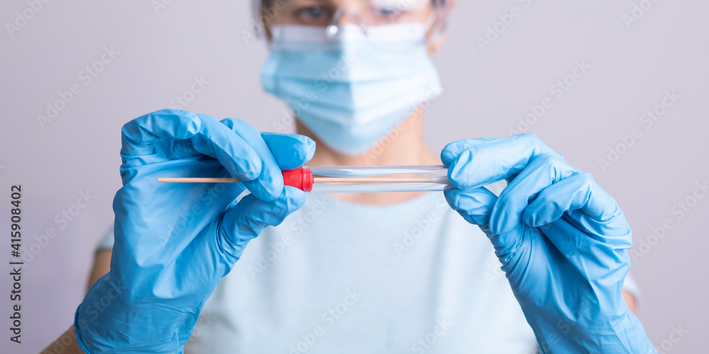 Doctor holding test kit for PCR testing virus covid19. Coronavirus ...