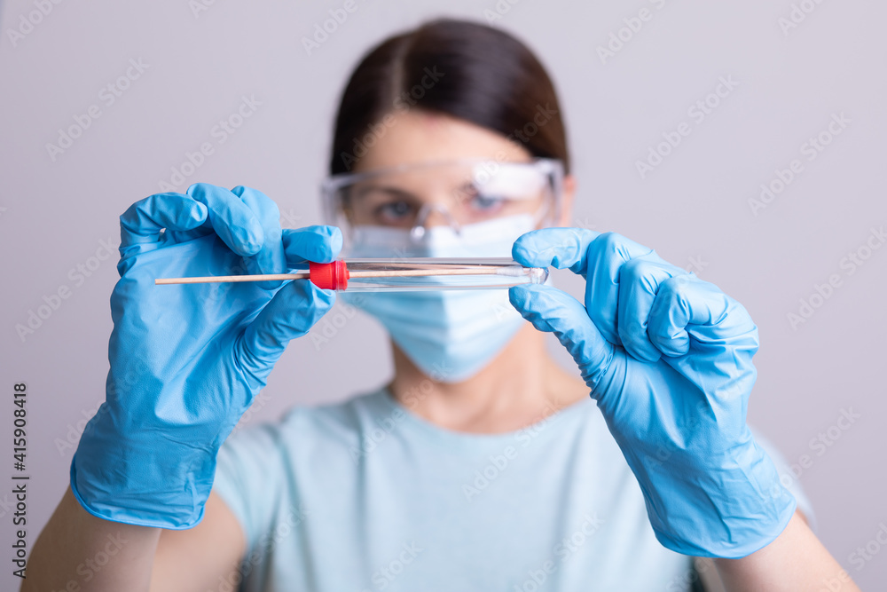 Doctor holding test kit for PCR testing virus covid19. Coronavirus ...