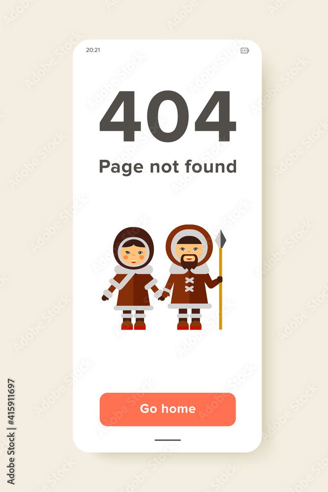 Vetor de Inuit couple in national clothing icon. Canadian aborigines ...