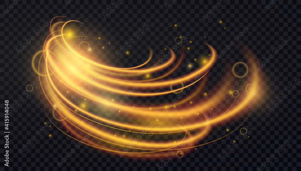 Gold luminous abstract light effect vector illustration. Luxury dynamic ...