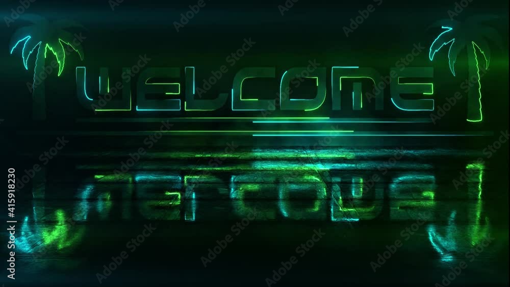 Welcome dynamic blue and green animated neon light effect with images ...