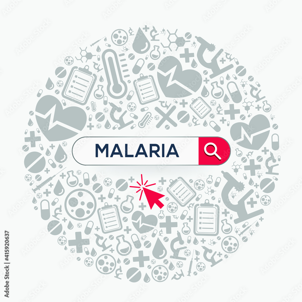 (Malaria) disease written in search bar, Vector illustration Stock ...