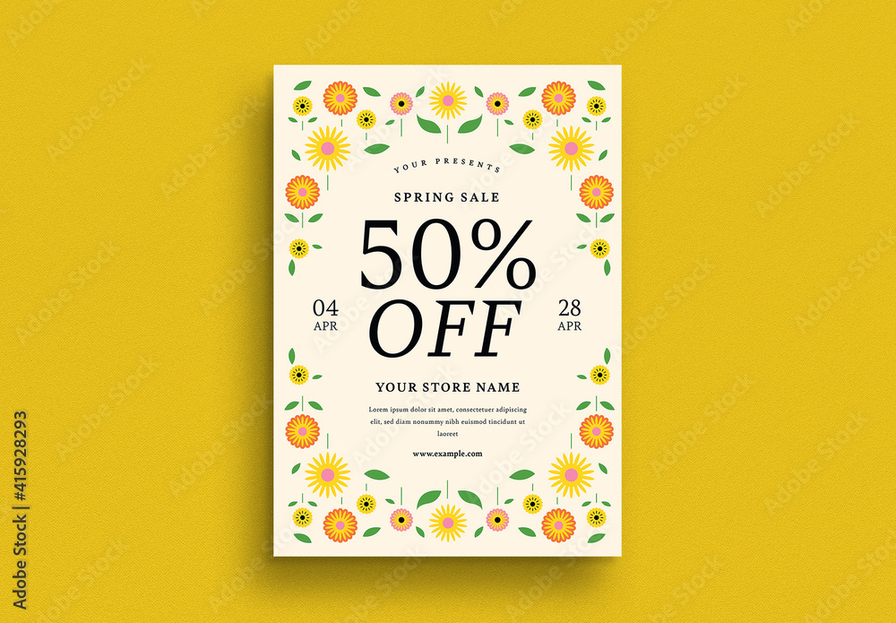 Spring Sale Promotion Flyer Layout Stock Template | Adobe Stock