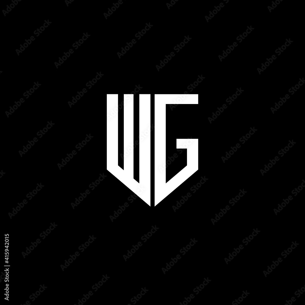 WG letter logo design with black background in illustrator, vector logo ...