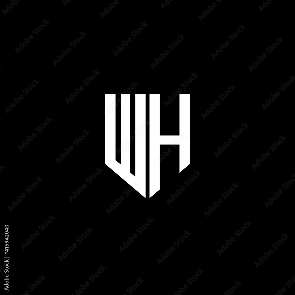 WH letter logo design with black background in illustrator, vector logo ...
