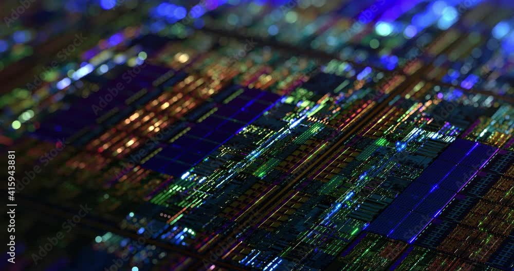 Iridescent Silicon Microchip Computer Wafer. 7nm, 5nm and 3nm ...