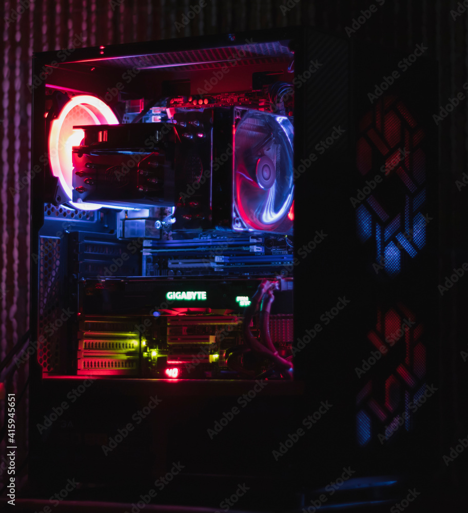 PC gamer iluminada con leds Stock Photo | Adobe Stock