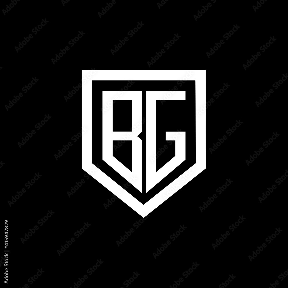 Vettoriale Stock BG letter logo design with black background in ...