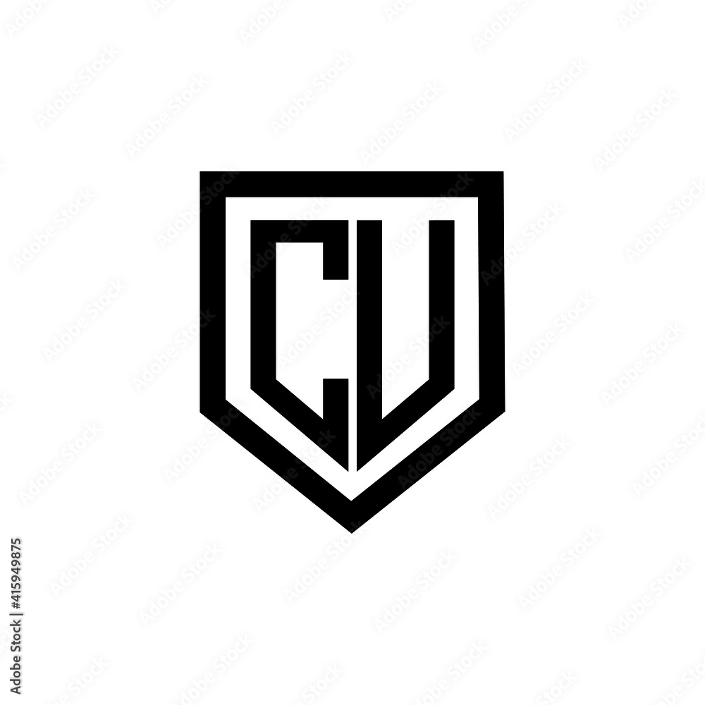 CU letter logo design with white background in illustrator, vector logo ...