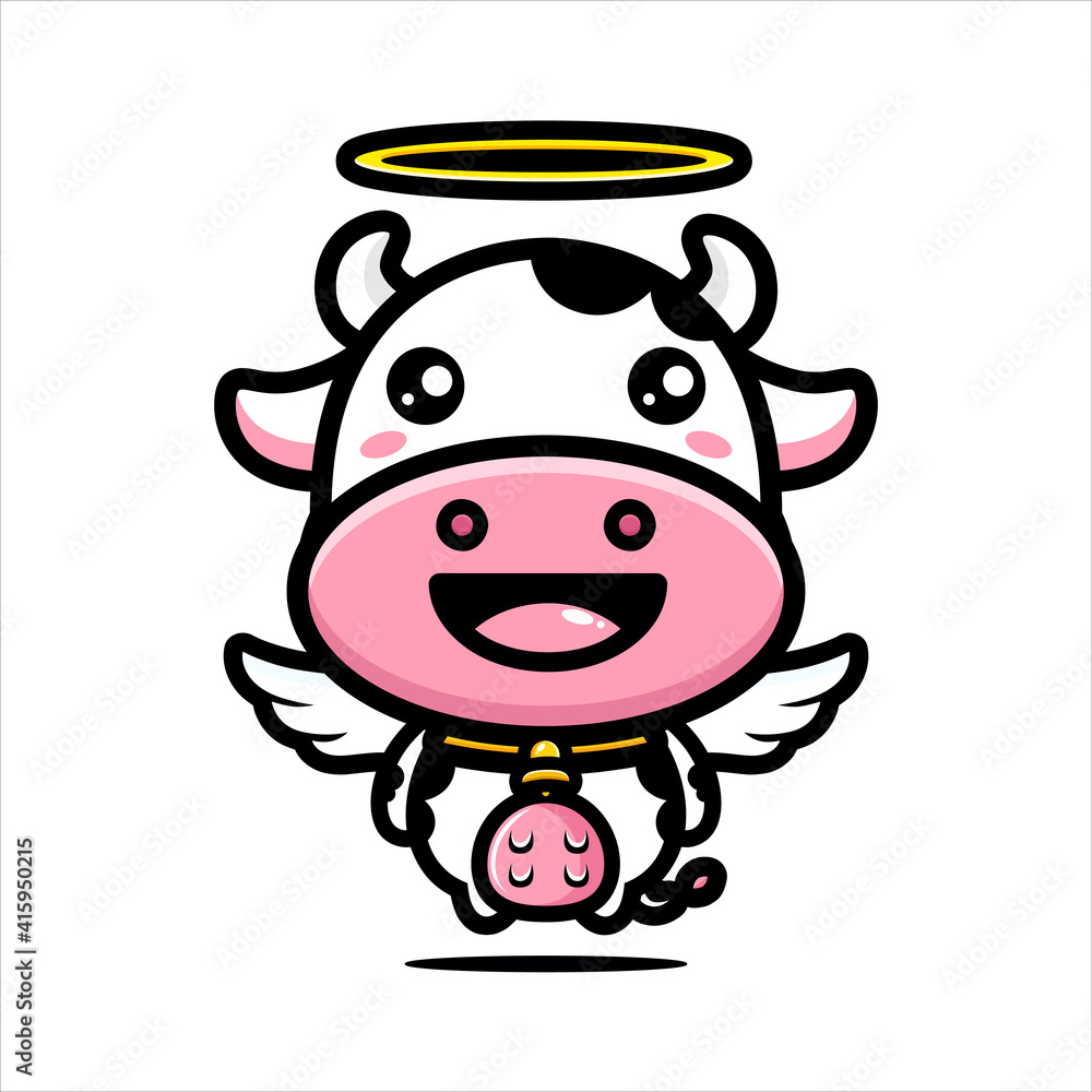 cartoon cute cow angel vector design Stock Vector | Adobe Stock