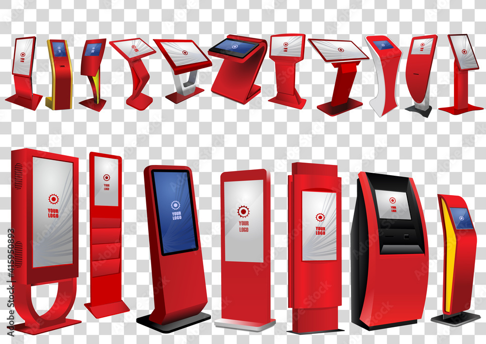 Set of Promotional Interactive Information Kiosks, Advertising Displays ...