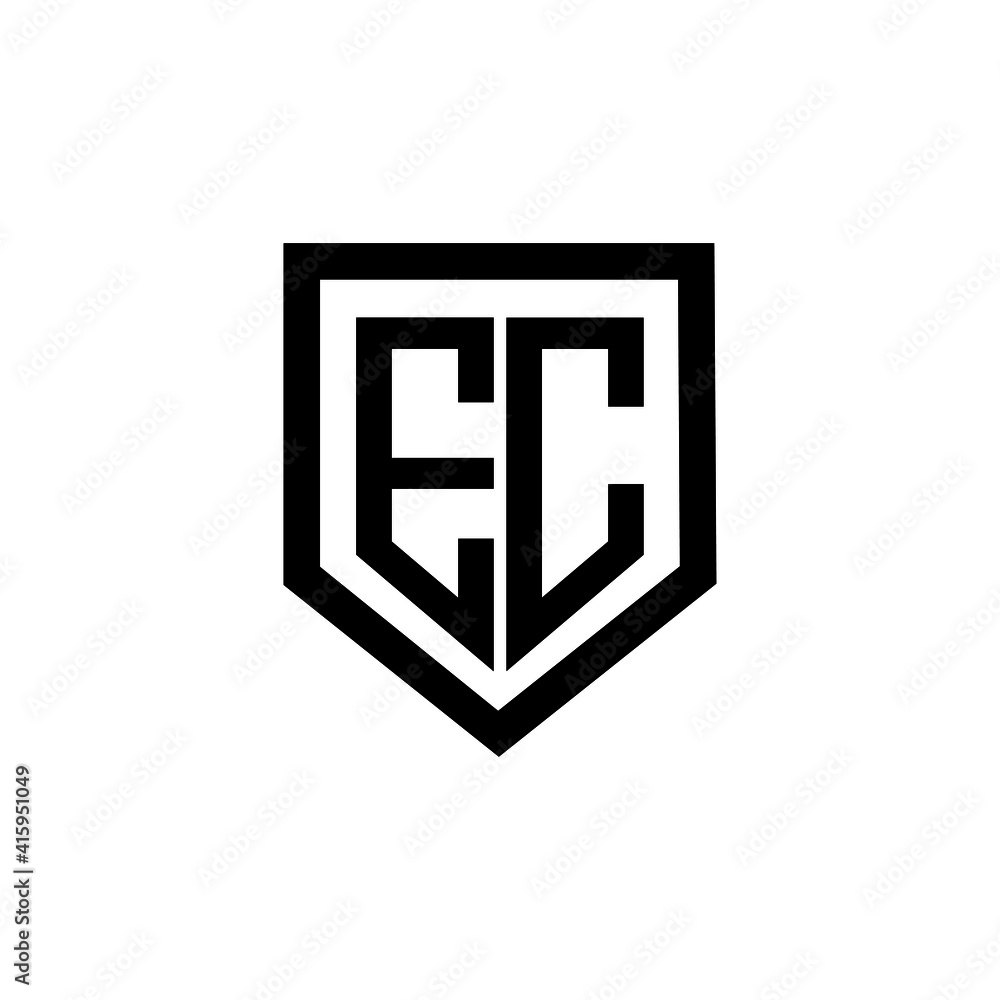 EC letter logo design with white background in illustrator, vector logo ...