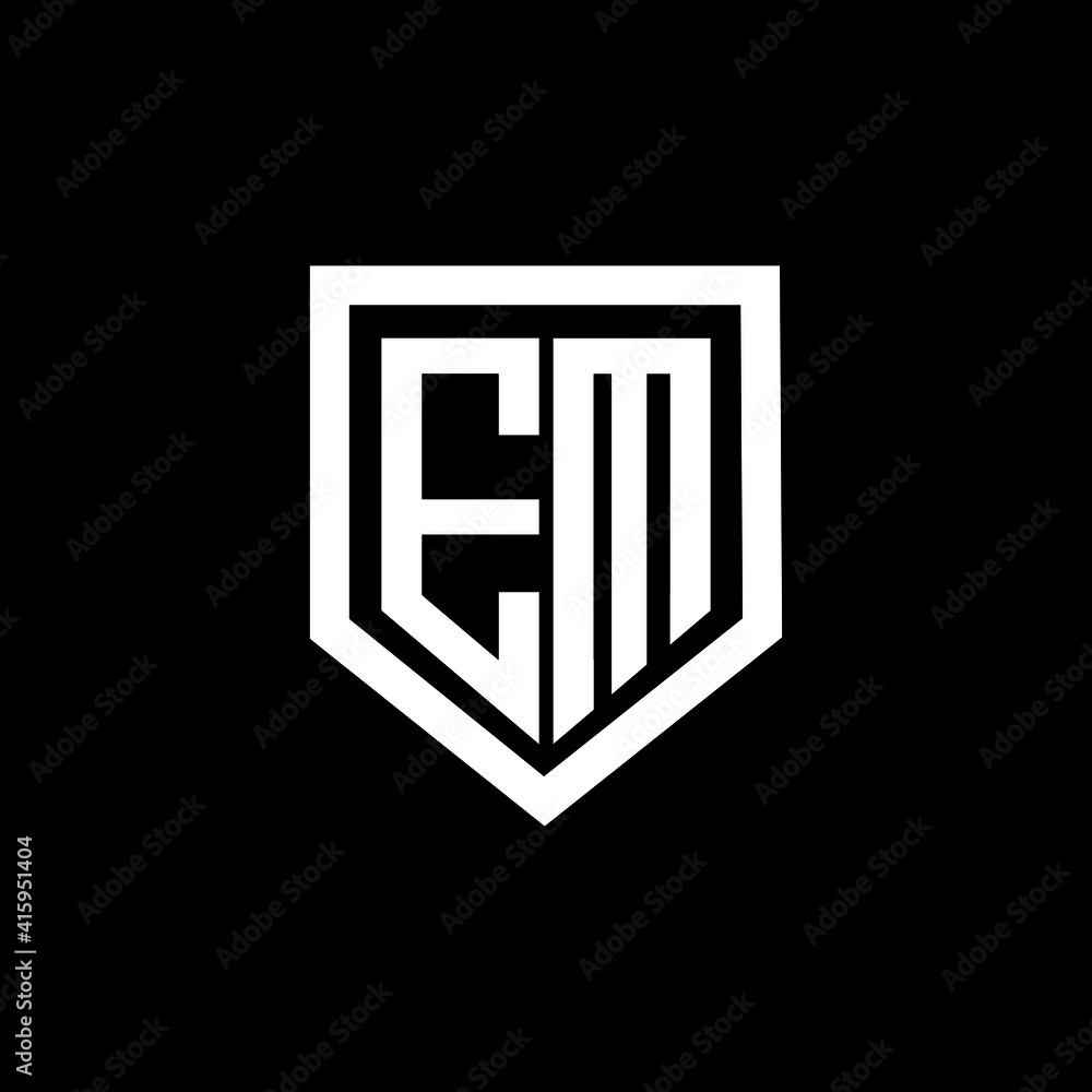 EM letter logo design with black background in illustrator, vector logo ...