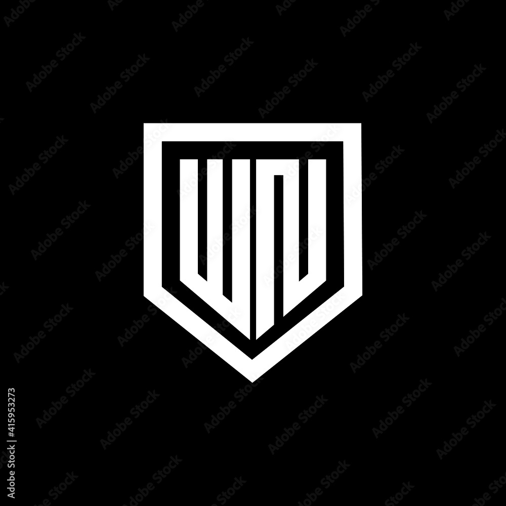 Vecteur Stock WN letter logo design with black background in ...