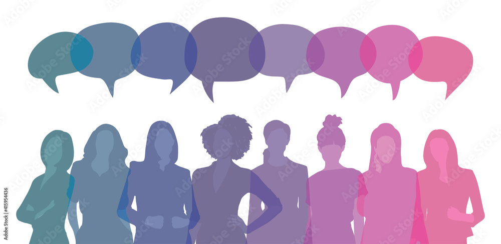 Silhouette Of Women Talking