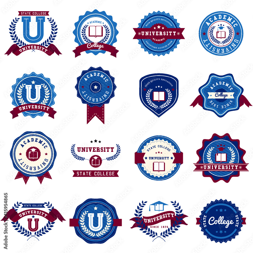 University, academy, and college emblems or logos set for education ...