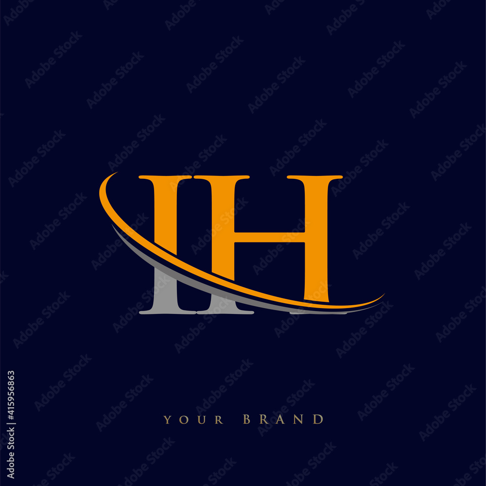 initial letter IH logotype company name yellow and grey swoosh design ...