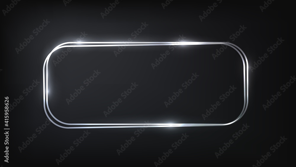 Neon double rounded rectangular frame Stock Vector | Adobe Stock