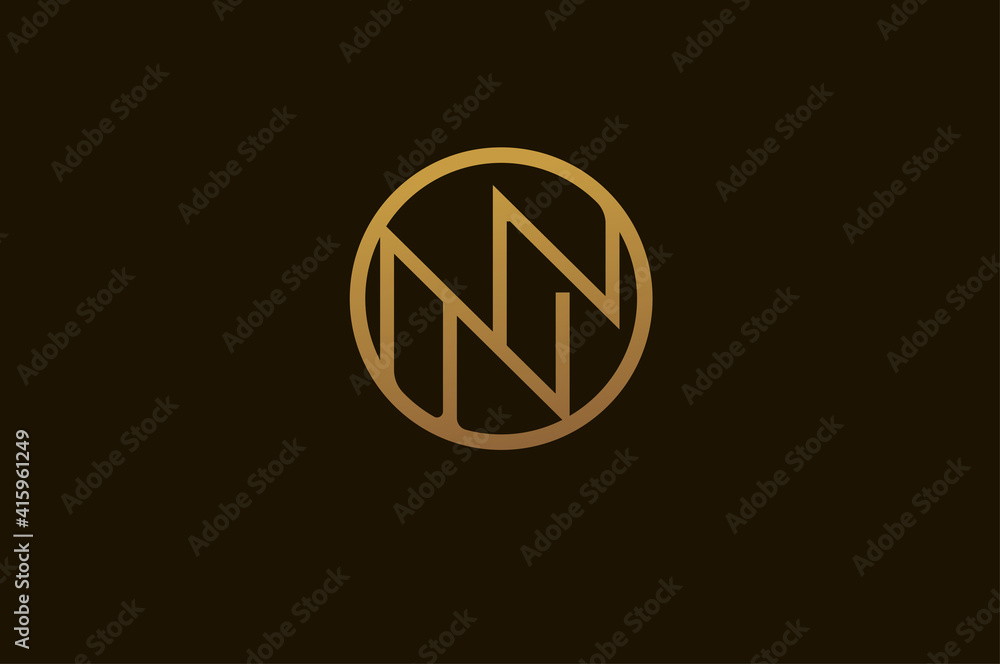 initials NNN logo, gold monogram rounded line style, usable for brand ...