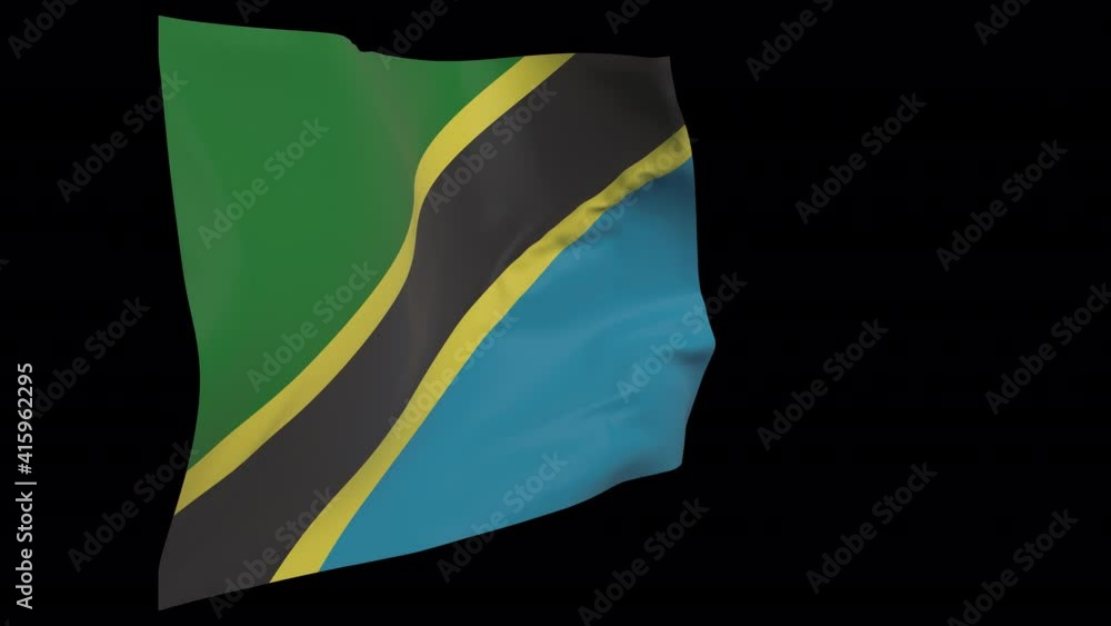 Tanzania waving flag seamless loop animation. 4k Alpha Channel ...