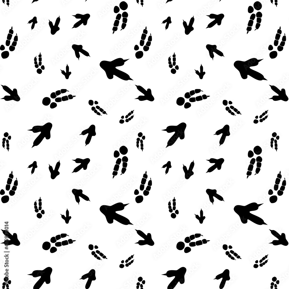 Dinosaur footprint tracks. Minimal seamless pattern. Background with ...