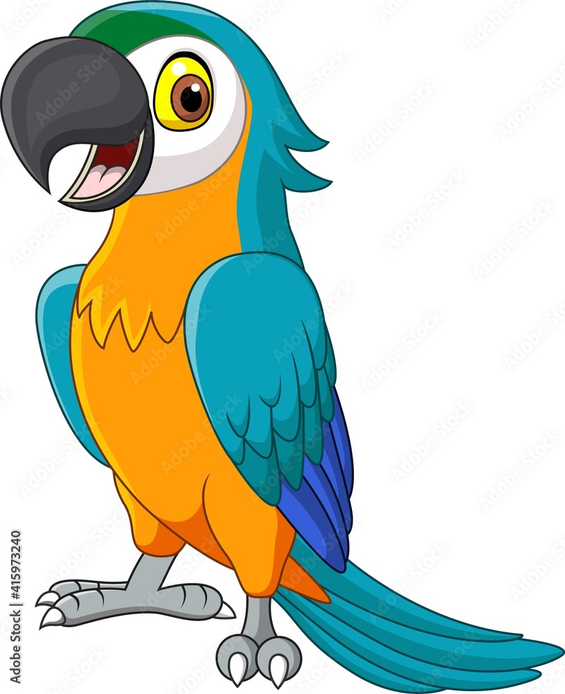 Cartoon blue macaw isolated on white background Stock Vector | Adobe Stock